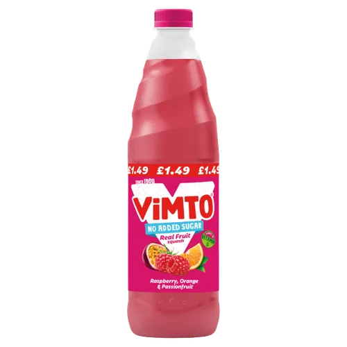 Vimto No Sugar Added Real Fruit Squash Raspberry, Orange & Passionfruit ...