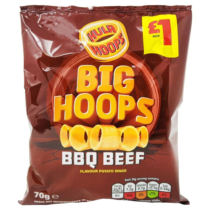 Hula Hoops Big Hoops BBQ Beef Crisps - 70g | Buy British Groceries in ...